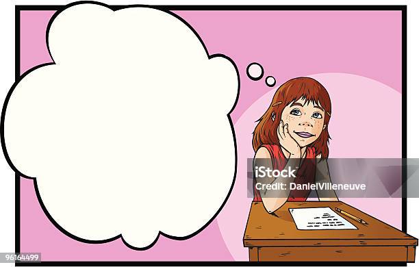 여자아이 Daydreaming 교실에 대한 스톡 벡터 아트 및 기타 이미지 교실 귀여운 꿈같은 Istock