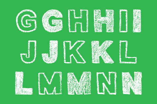 Lettre Manuscrite Craie Bold Blanc Sur Fond Vert Vecteurs Libres De