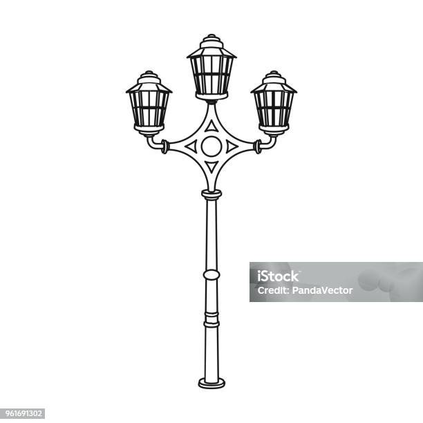 Lampadaires En Style Rétro Lampadaire Simple Icône Dans Contour Style