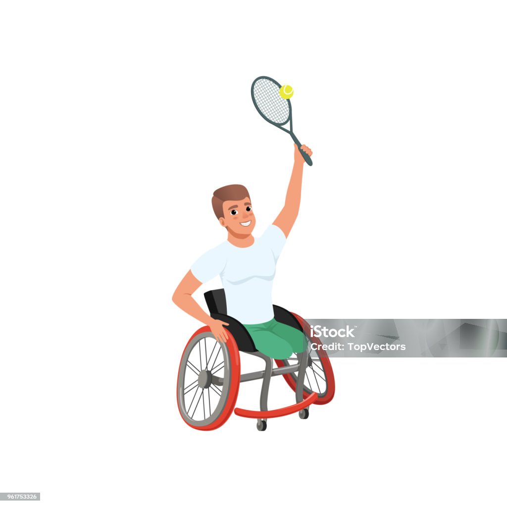 Tenis Oynarken Fiziksel Engelli Sporcu Tekerlekli Sandalyede Oturan Bacakları Olmayan Genç