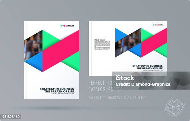 Templat Segitiga Desain Brosur Set Abstrak Modern Berwarnawarni Laporan