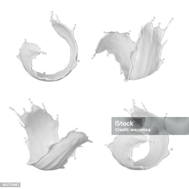 Photo Libre De Droit De Rendu 3d Éclaboussures De Lait Vague Liquide