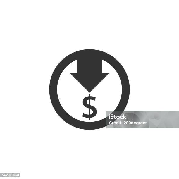 Icône De Dollar De Baisse Symbole De Largent Avec La Flèche Qui Sétend