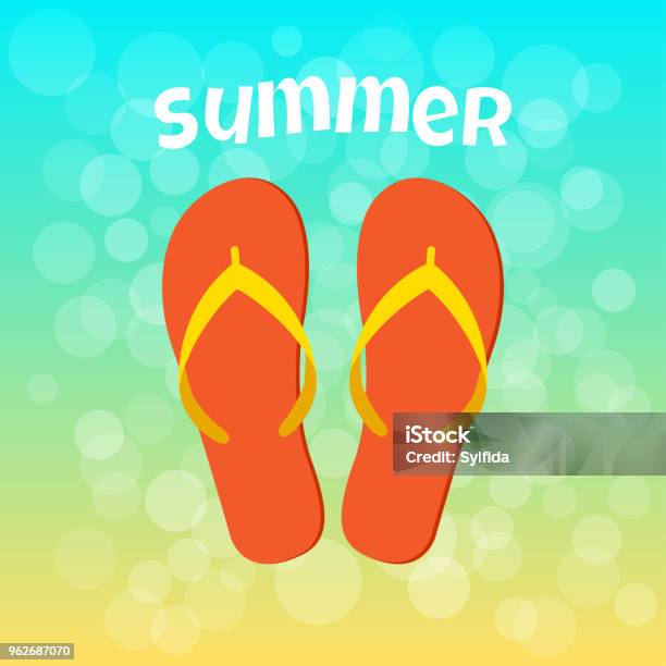 Spanduk Musim Panas Dengan Sandal Jepit Oranye Ilustrasi Vektor ... Spanduk Musim Panas Dengan Sandal Jepit Oranye Ilustrasi Vektor ...