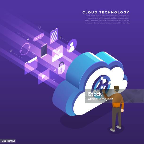 Konsep Desain Datar Teknologi Komputasi Awan Pengguna Konfigurasi