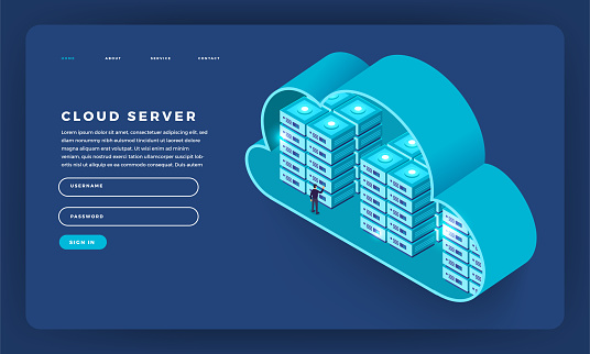 Situs Web Desain Mockup Desain Datar Konsep Teknologi Komputasi Awan