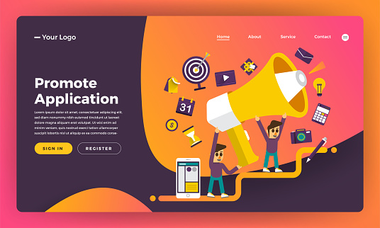 Mockup Desain Situs Web Desain Datar Konsep Mempromosikan Aplikasi