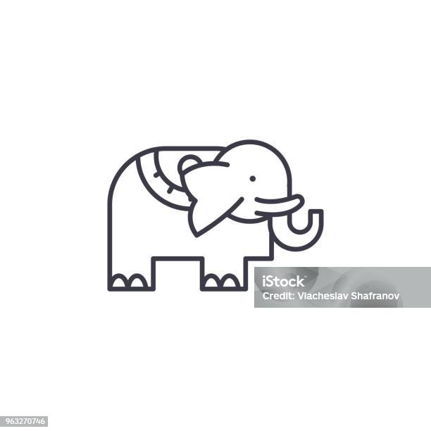 Notion Dicône Linéaire Éléphant Éléphant Ligne Vecteur Signe Symbole