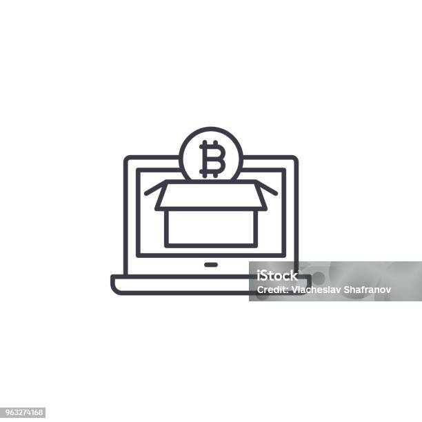Bitcoin 시장 선형 아이콘 개념을 탐구 Bitcoin 시장 선 벡터 기호 기호 그림을 탐색합니다 Launch Party에