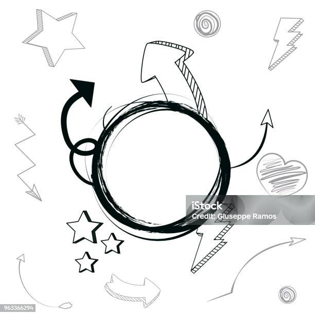 Main Dessiner Des Dessins Animés Des Éléments Vecteurs Libres De Droits