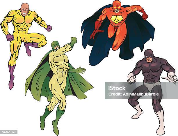 Superheroes 팩을소개합니다 Iii 슈퍼히어로에 대한 스톡 벡터 아트 및 기타 이미지 슈퍼히어로 벡터 4 명