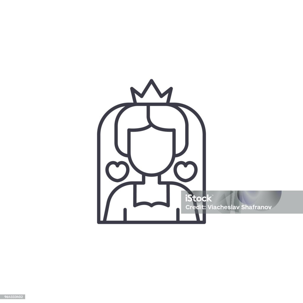Königin Der Herzen Lineare Symbol Konzept Königin Der Herzen Linie ... Königin Der Herzen Lineare Symbol Konzept Königin Der Herzen Linie ...