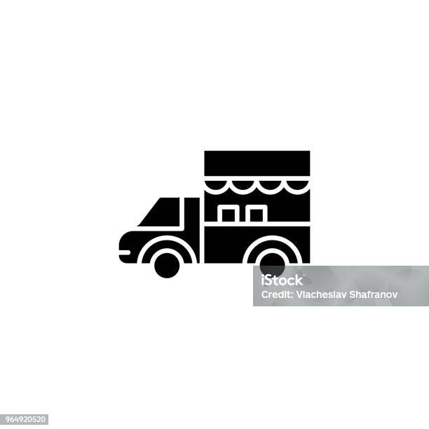Concept De Camion Dicône Noire Symbole Vecteur Plat Camion Signe