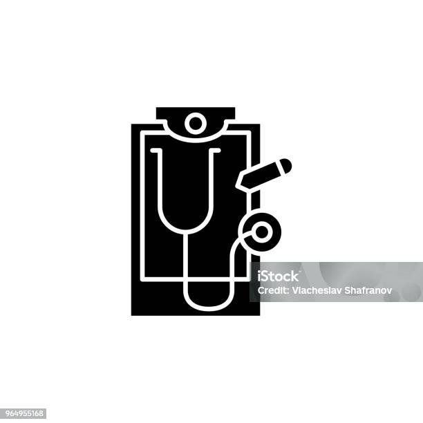 Notion Dicône Noire Rapport Médical Symbole De Vecteur De Plat De