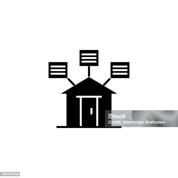 Concept Objets Description Icône Noire Symbole De Vecteur Plat