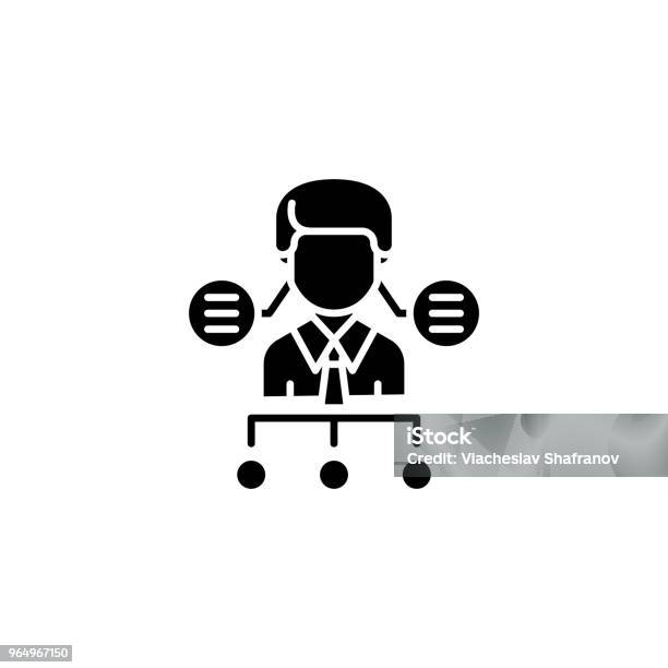 Concept Commercial Organizational Structure Icône Noire Symbole De