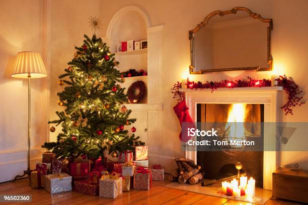 Christmas Tree With Ts Near Fireplace 照片檔及更多 聖誕樹 照片 聖誕樹 聖誕節 客廳