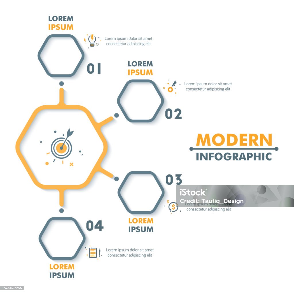 Templat Infografis Bisnis Desain Timeline Infografis Heksagonal Modern