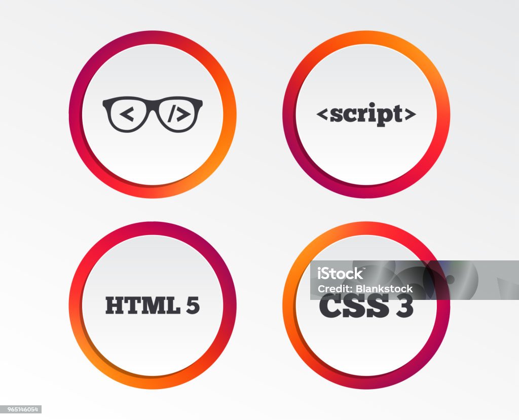 Programmer Coder Glasses Html Markup Language Stock Illustration