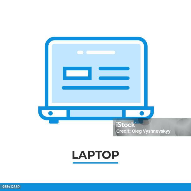 Icône De Lordinateur Portable Linéaire Pictogramme Dans Le Style De