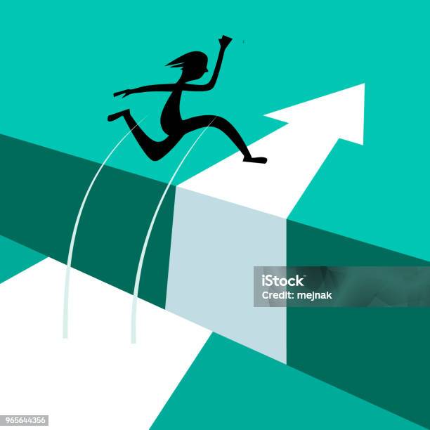 Melompat Di Atas Celah Melompati Jurang Ilustrasi Stok Unduh Gambar