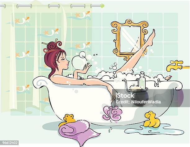 Ilustración De Chica En La Bañera Y Más Vectores Libres De Derechos De