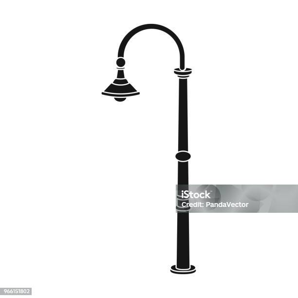 Lampadaire Avec Une Bulle Conique Lampadaire Simple Icône Dans Noir