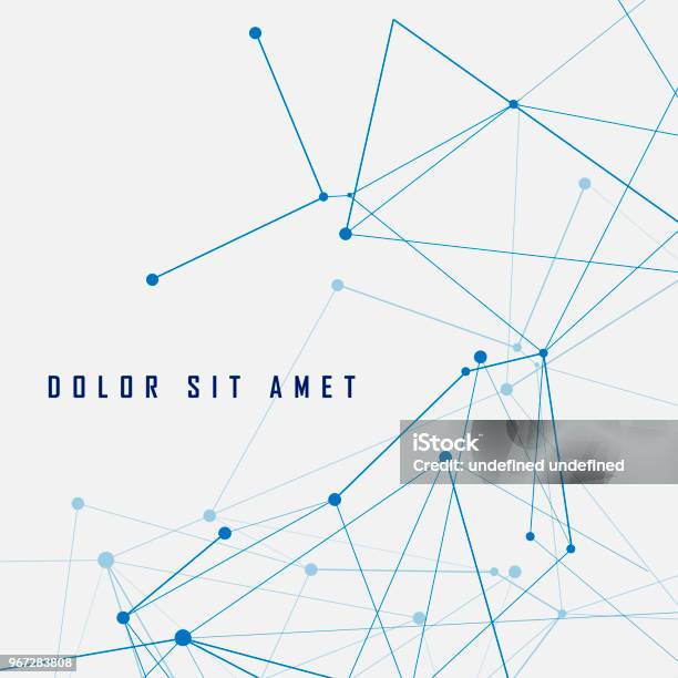 Connected Abstract Pattern With Dots On Overlapping Lines Vector Technology Background Stock