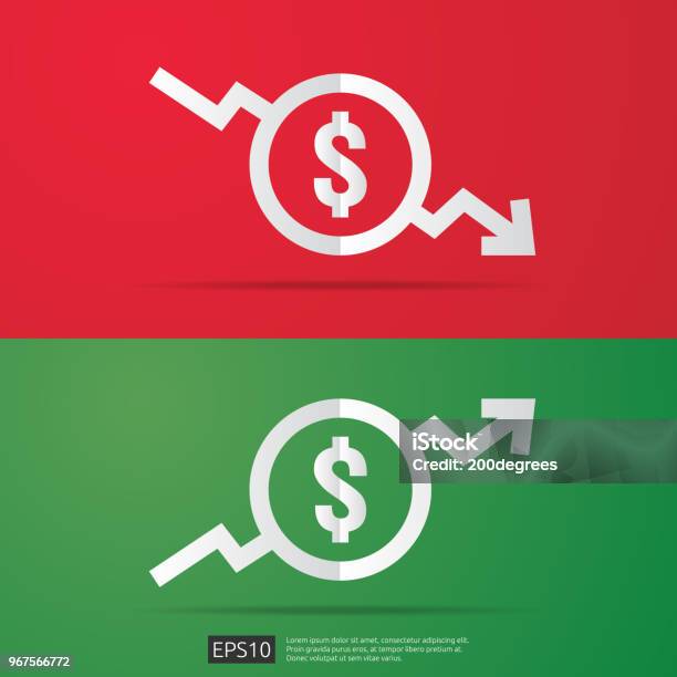 Icône Dollar Augmentation Diminution Symbole De Largent Avec Flèche