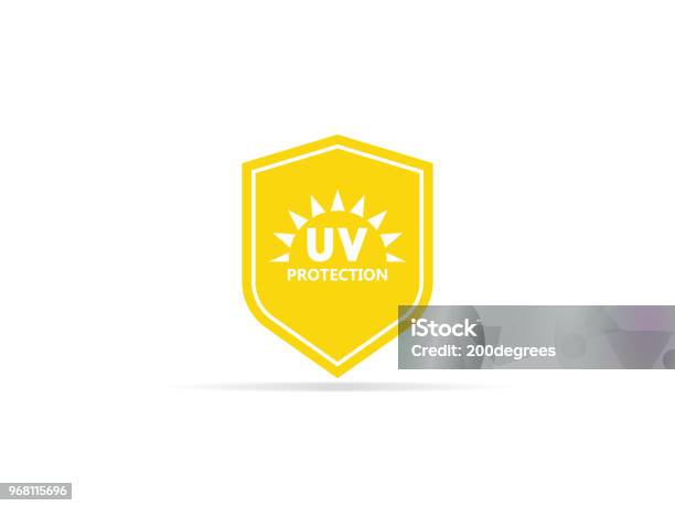 Uv 보호 아이콘 태양 및 방패 로고 기호 자외선 방지 벡터 일러스트 레이 션 건강한 생활방식에 대한 스톡 벡터 아트 및 기타