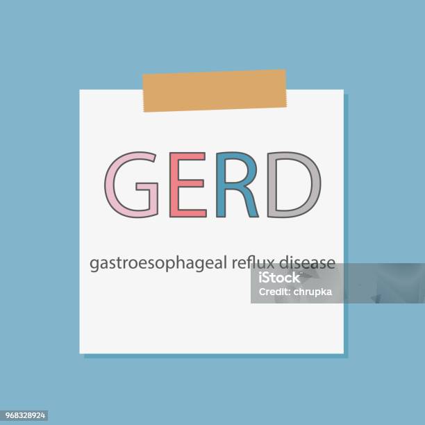 Ilustración De Enfermedad Del Reflujo Gastroesofágico Gerd Escrito En Un Papel De Cuaderno Y Más