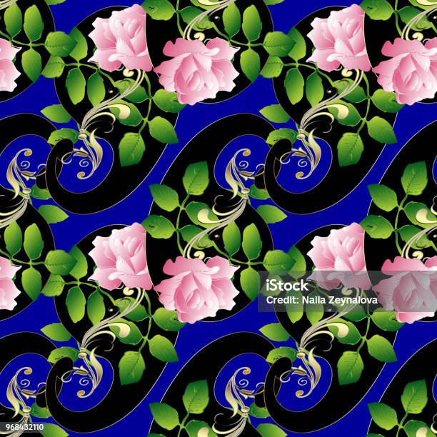 Paisleys Seamless Pattern Floral Blue Background Roses Wallpap Stock ... Paisleys Seamless Pattern Floral Blue Background Roses Wallpap Stock ...