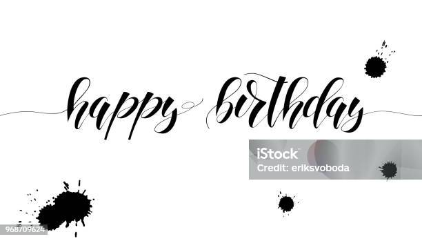 Heureux Texte Anniversaire Manuscrite Avec Lettrage Design Affiche Avec