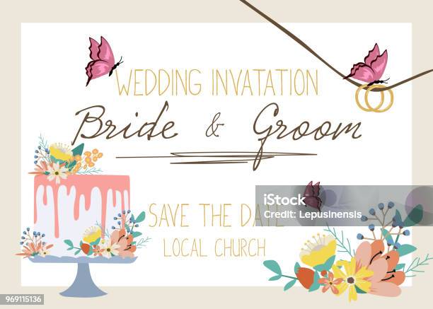 Conception De Cartes Dinvitation De Mariage Vector Illustration