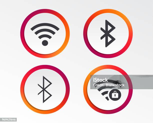 Wifi와 블루투스 아이콘입니다 무선 모바일 네트워크입니다 0명에 대한 스톡 벡터 아트 및 기타 이미지 0명 고급 교환