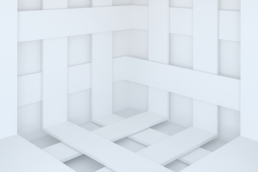 3d 그림입니다 화이트 추상적인 건축 배경입니다 교차 줄무늬와 각도입니다 렌더링 합니다 0명에 대한 스톡 사진 및 기타 이미지