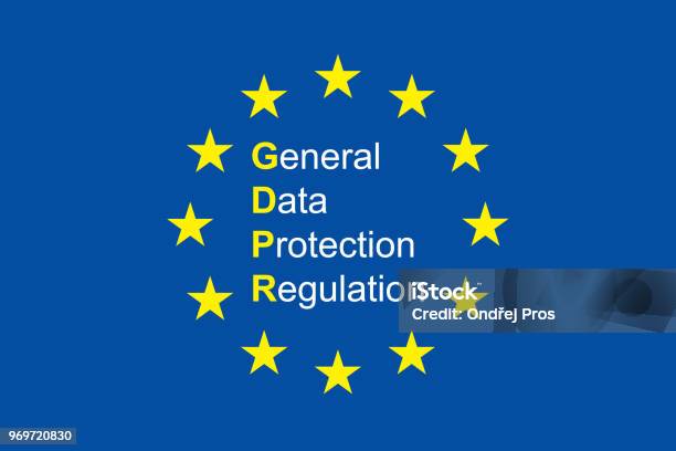 Gdpr 일반 데이터 보호 규칙입니다 유럽 연합 안전 규정 및 데이터 암호화 벡터 개념 배경 가상현실에 대한 스톡 벡터 아트 및