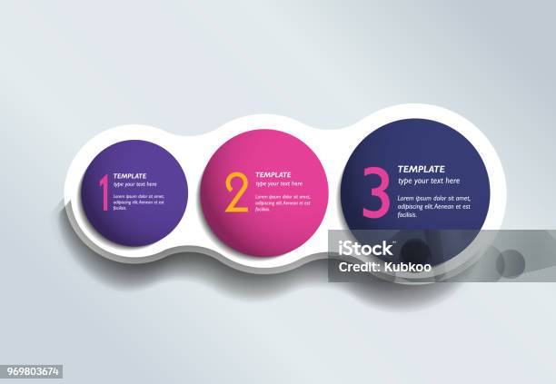 Three Steps Elements Bubble Chart Scheme Diagram Infographic Template