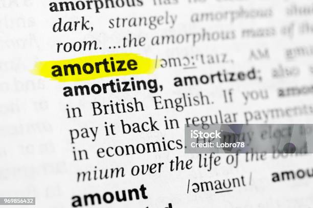 Highlighted English Word Amortize And Its Definition In The Dictionary