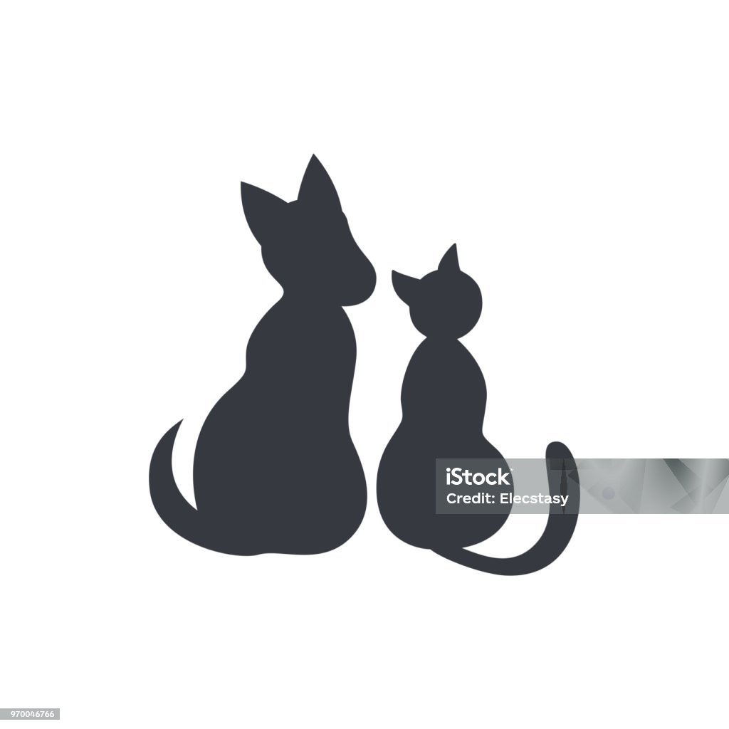 Ilustración De Gato Y Perro Siluetas De Estar Y Más Vectores Libres De