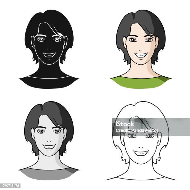 Fille Davatar Avec Les Cheveux Courts Avatar Et Visage Unique Icône