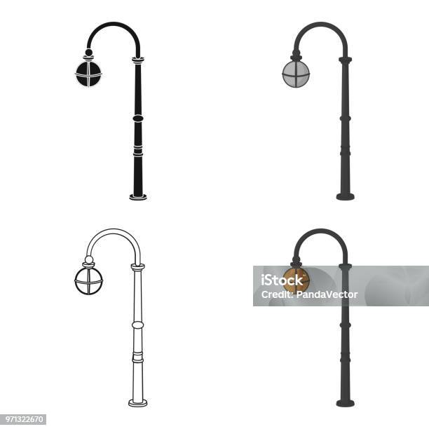 Lampadaires En Style Rétro Lampadaire Simple Icône Dans Cartoon Style