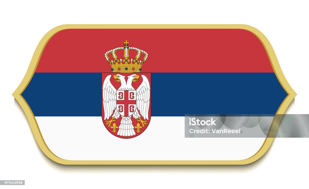 Serbia Flat National Flag Icon Button Serbian Symbol Isolated On White