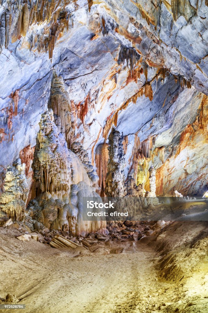Beautiful Underground Chamber Inside Paradise Cave In Vietnam Stock