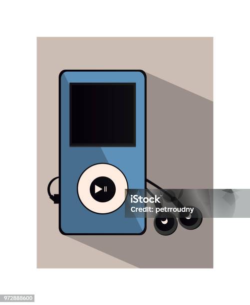Mp3 미디어 플레이어의 벡터 평면 아이콘 디자인 Mp3 플레이어에 대한 스톡 벡터 아트 및 기타 이미지 Mp3 플레이어