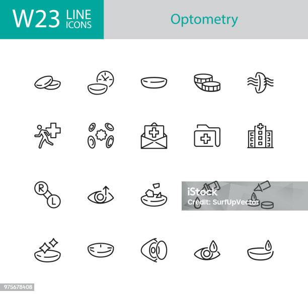 Optometry 라인 아이콘 세트 개념에 대한 스톡 벡터 아트 및 기타 이미지 개념 개선 건강 진단 Istock