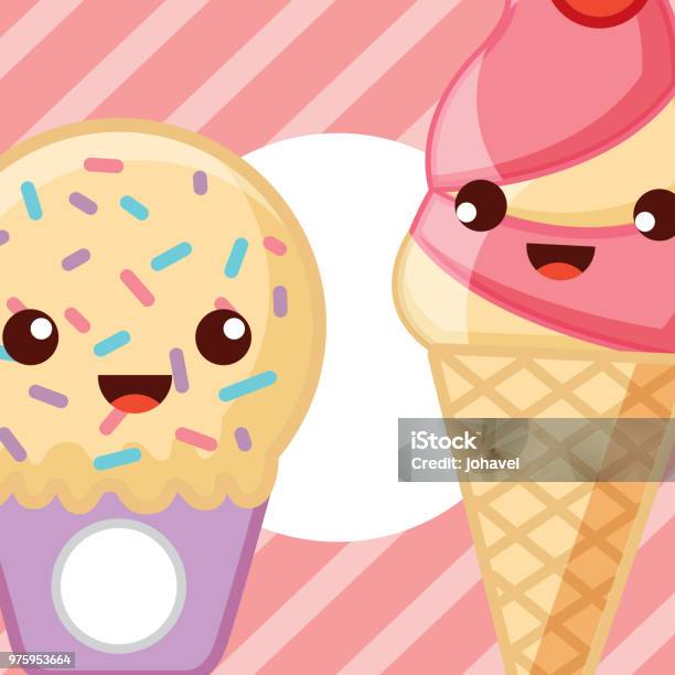 Ices 귀여운 비명 아이스크림에 대한 스톡 벡터 아트 및 기타 이미지 아이스크림 함성 벡터 Istock