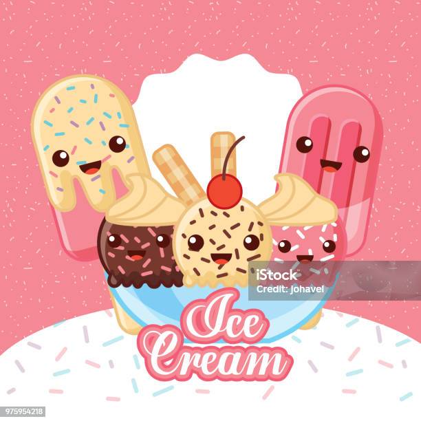 Ices 귀여운 비명 귀여운에 대한 스톡 벡터 아트 및 기타 이미지 귀여운 냉동식품 달콤한 음식 Istock