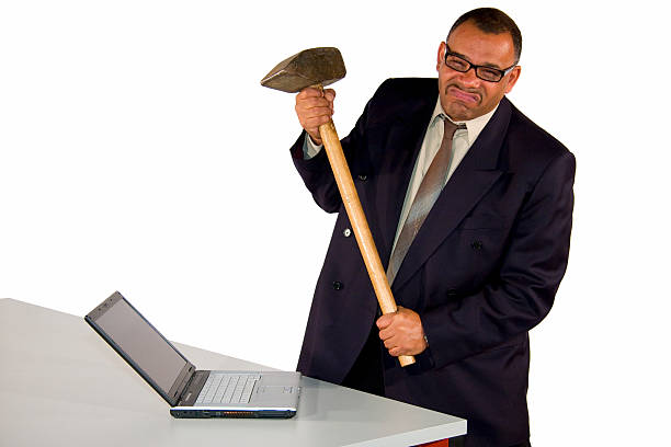 Free Stock Photo of Hammer Hitting Computer Showing Angry With Laptop ...