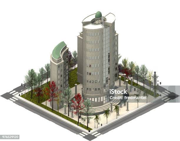 Bangunan Kota Isometrik Pemandangan Perkotaan Modern Rendering 3d Foto